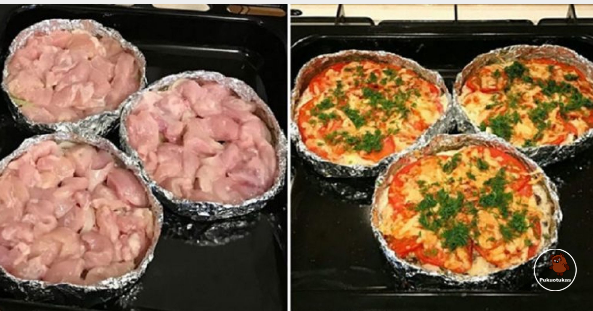 Vištienos file „Siurprizas“, kepta folijoje. Labai paprastas ir skanus ...